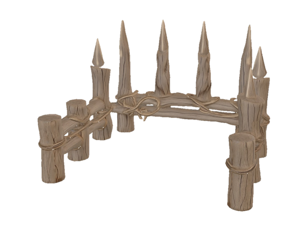 10 Wooden Spike Barricade Rough Wooden Palisade Section — 4 6